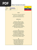 Himno A La Bandera - Himno Nacional Del Ecuador | PDF | Canciones ...