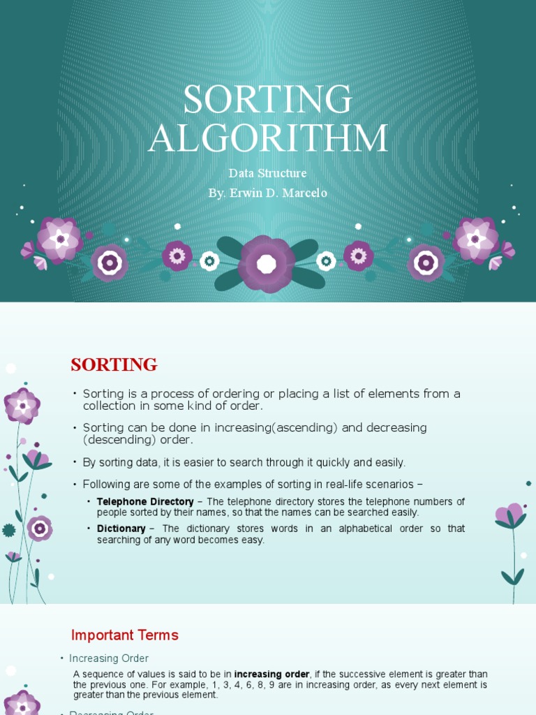 Sorting Algorithm: Data Structure By. Erwin D. Marcelo | PDF ...