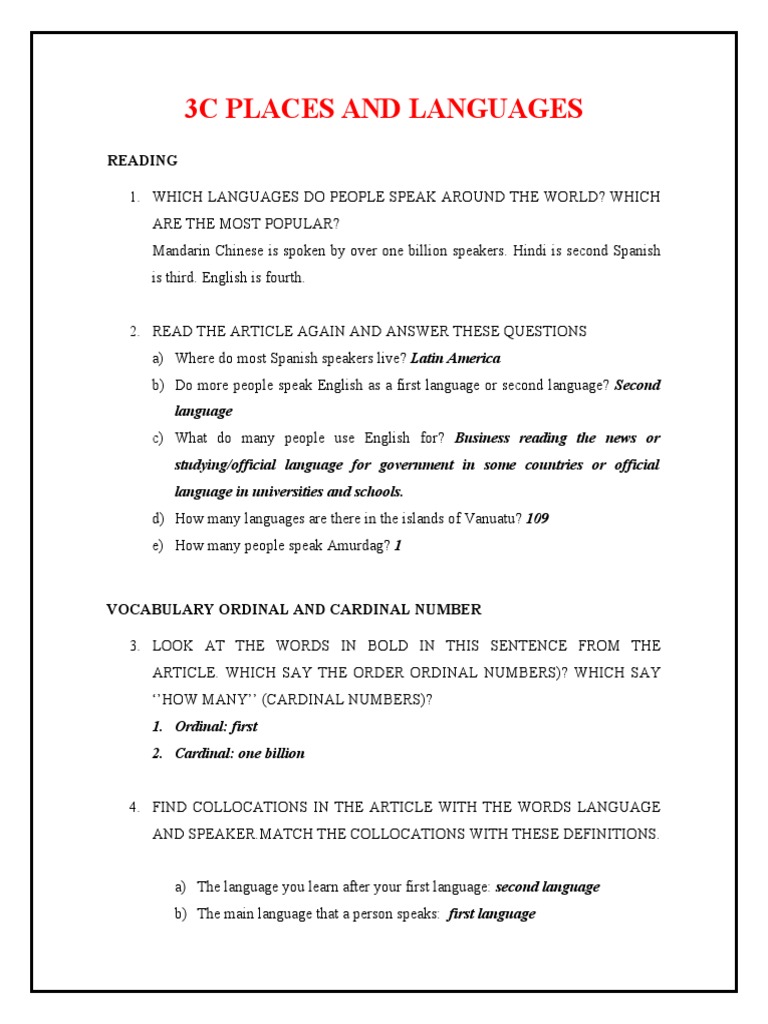 3C Places and Languages | PDF