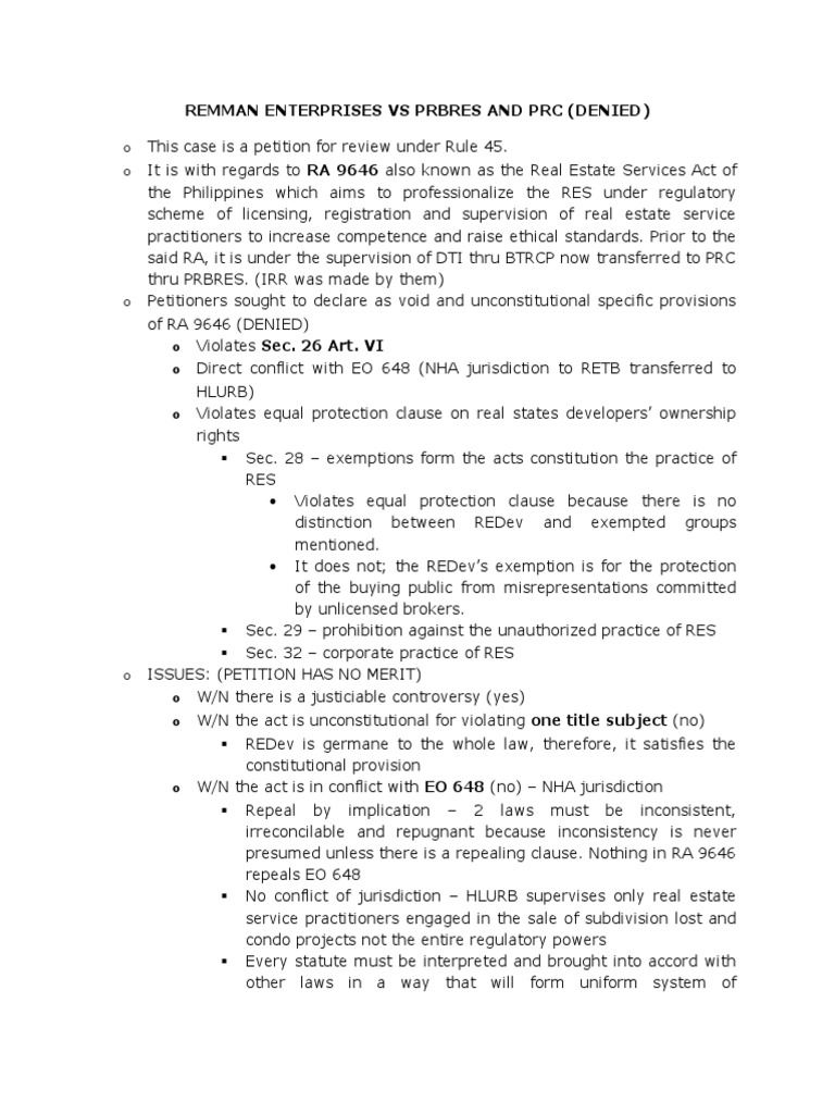 REMMAN ENTERPRISES VS PRC AND PRBRES RULING | PDF | Repeal ...