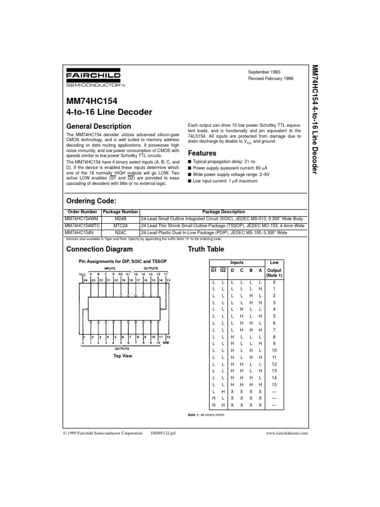 74HC154 | PDF | Electronic Engineering | Electronics