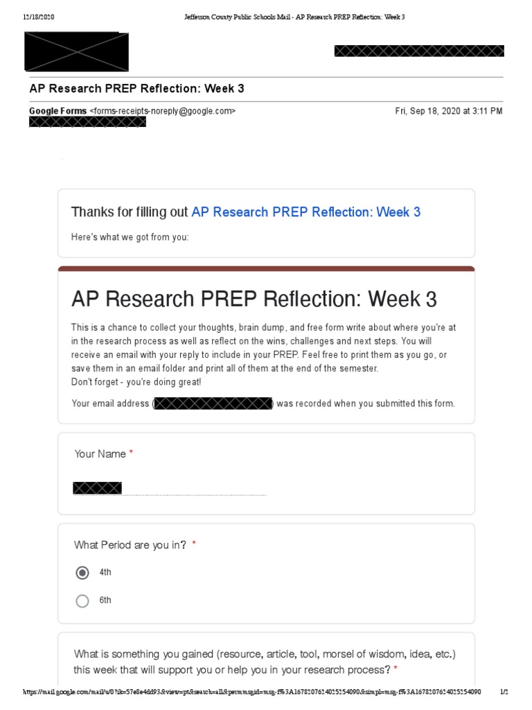 Ap Research Prep Reflection Week 3 | PDF | Psychological Concepts ...