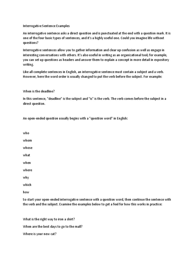 Interrogative Sentence | PDF | Question | Semantics