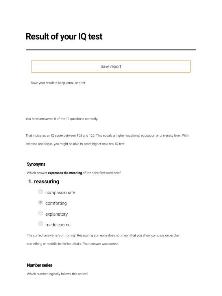 IQ Test. No Obligations, Free Online IQ Test at 123test | PDF ...