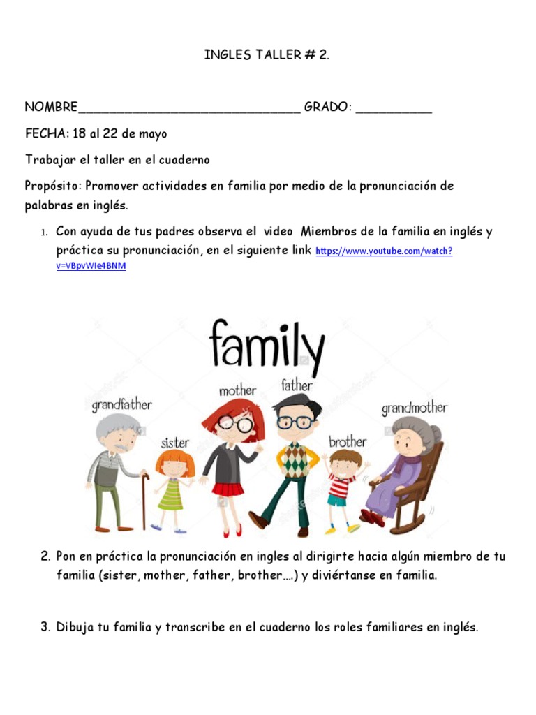 TALLER DE INGLES No 2 LA FAMILIA | PDF