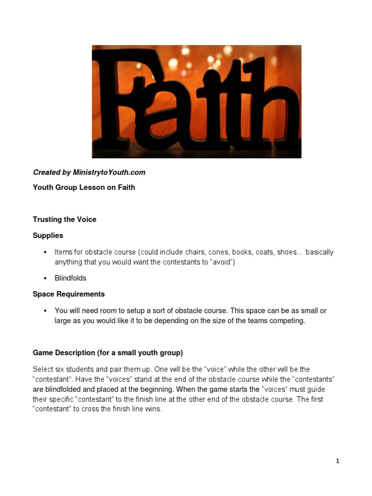Youth Group Lesson On Faith | PDF | Faith | Religion And Belief