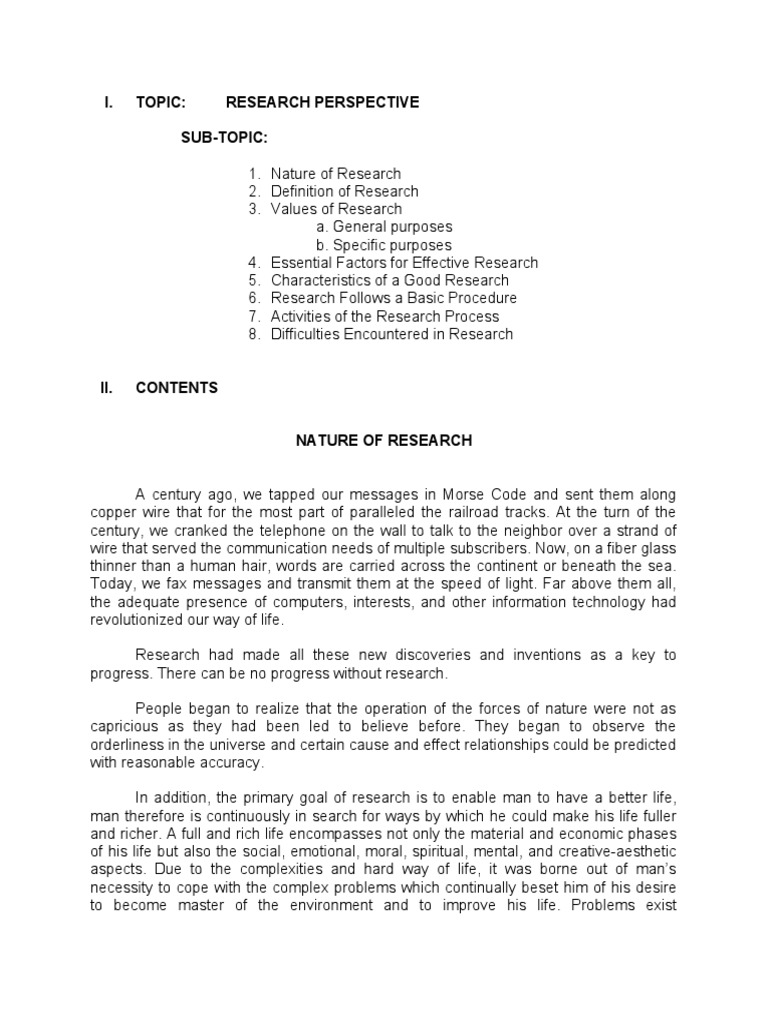 Group 1 Research Perspective | PDF | Scientific Method | Experiment