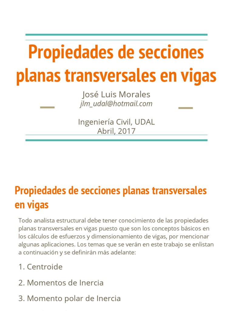 Propiedades de Secciones Planas Transversales en Vigas: José Luis ...