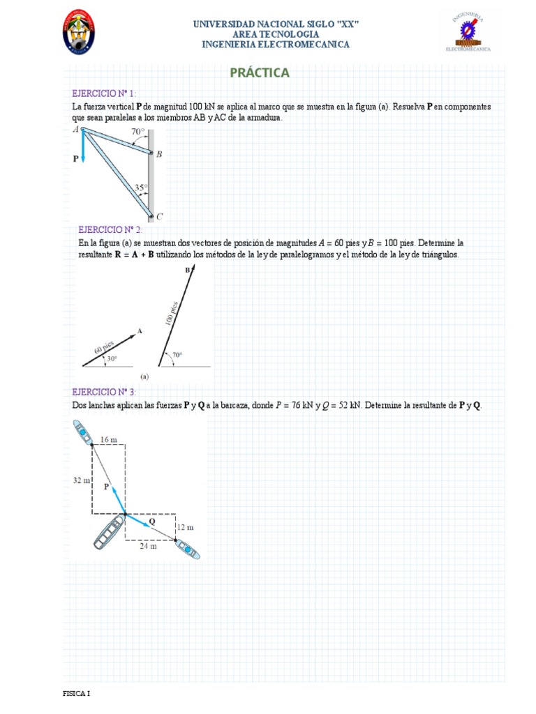 Practica VECTORES | PDF | Vector Euclidiano | Fuerza