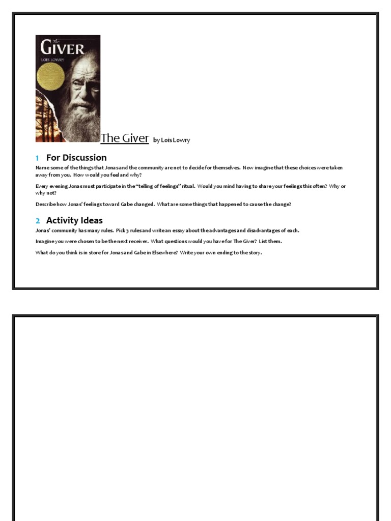 The Giver: For Discussion | PDF