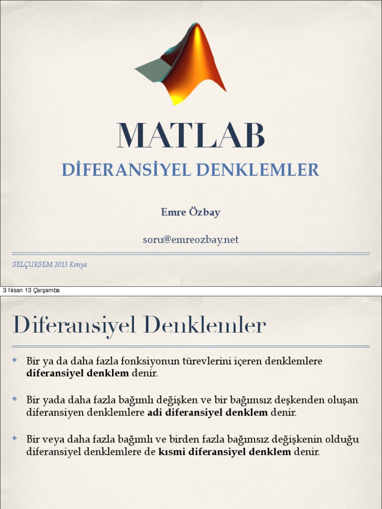 Matlab Diferansiyel Denklemler | PDF