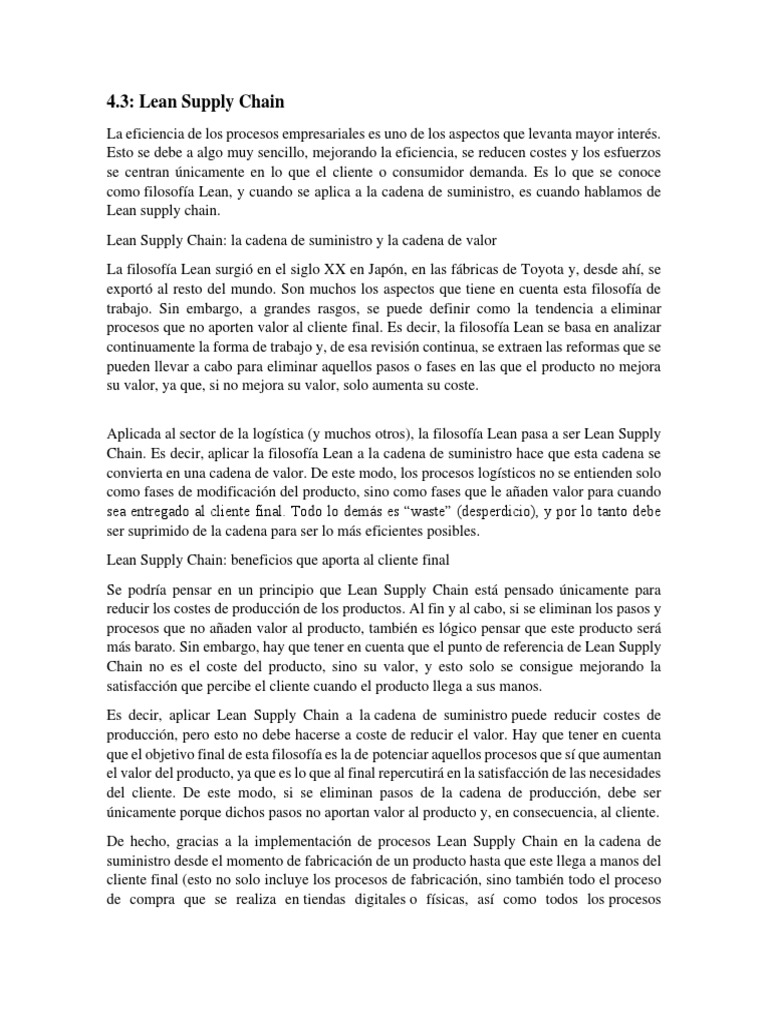 4.3. Lean Supply Chain PDF | PDF | Logística | Almacén