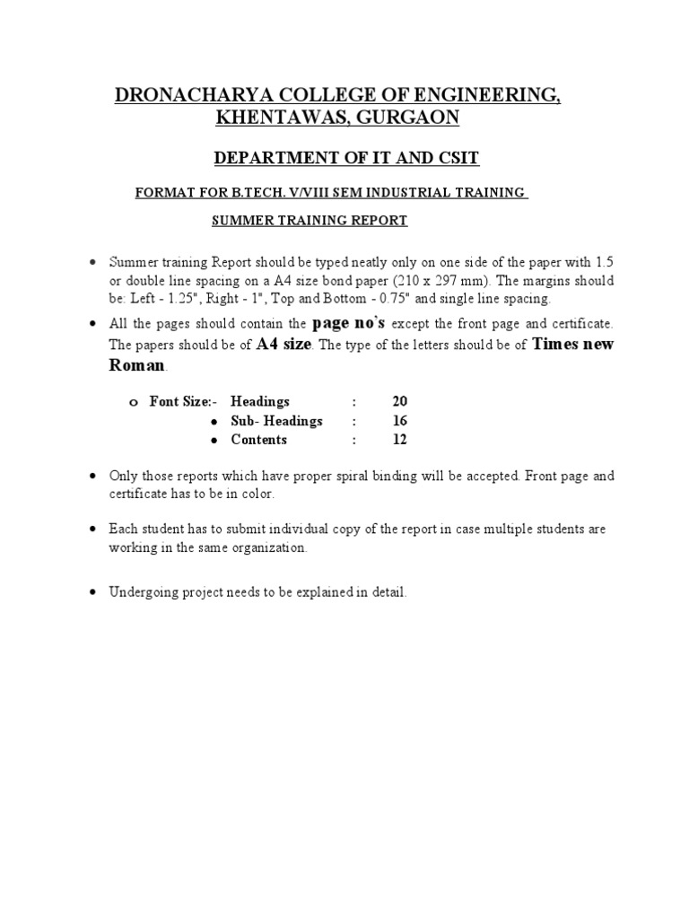 Industrial TRAINING PROJECT REPORT FORMAT | PDF | Computing