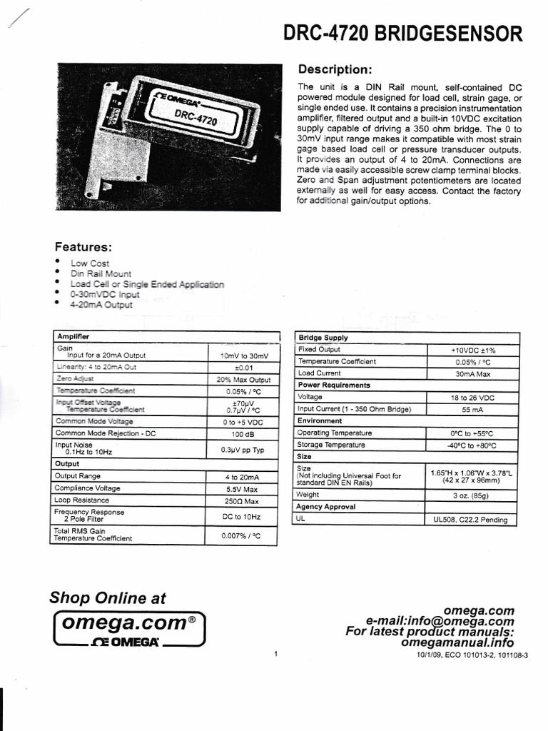 DRC-4720 Bridge Sensor | PDF | Amplifier | Telecommunications Engineering