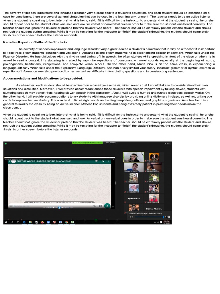 The Severity of Speech Impairment and Language Disorder Vary A Great ...