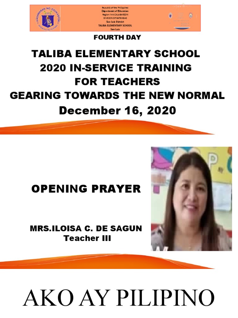 4th Day PRESENTATION OF IN-SERVICE TRAINING | PDF