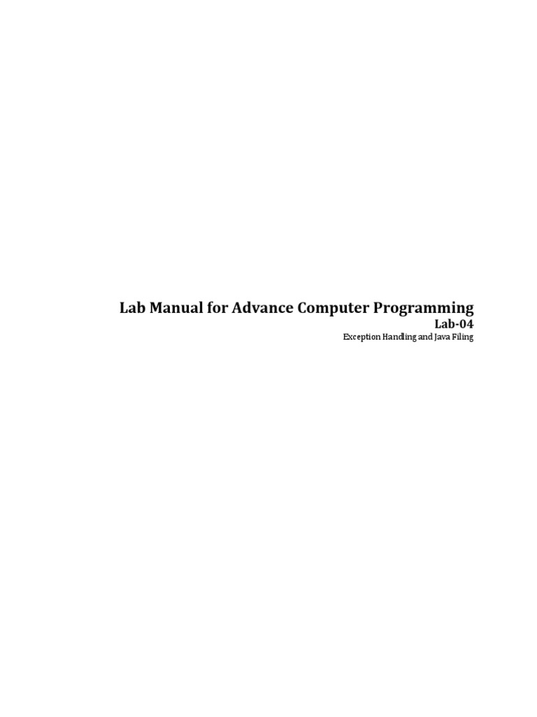 Lab 4 Exception Handling And Java Filing Pdf Class Computer 3413