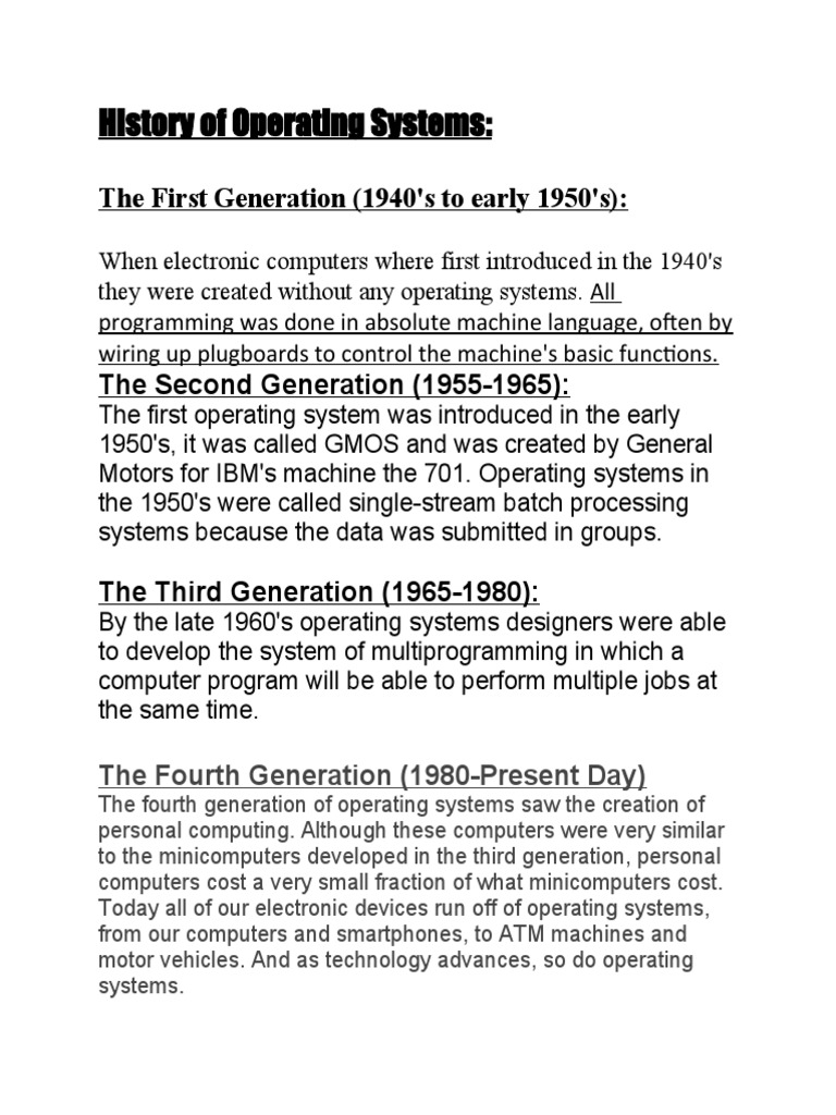 History of Operating Systems | PDF | Operating System | Mac Os