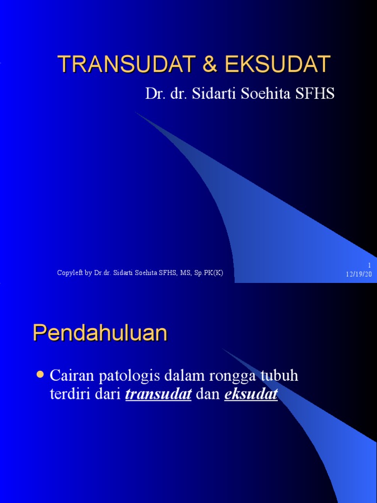 Transudat dan Eksudat: Definisi dan Penyebab | PDF | Biochemistry ...