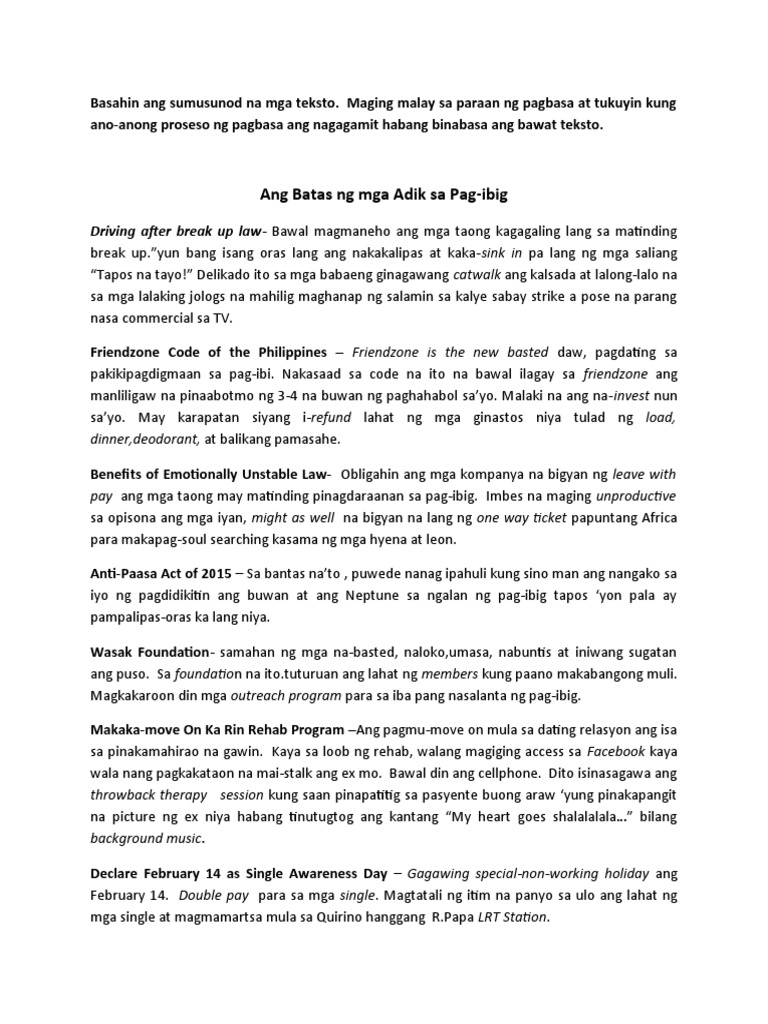 FILIPINO Batas NG Pag Ibig | PDF