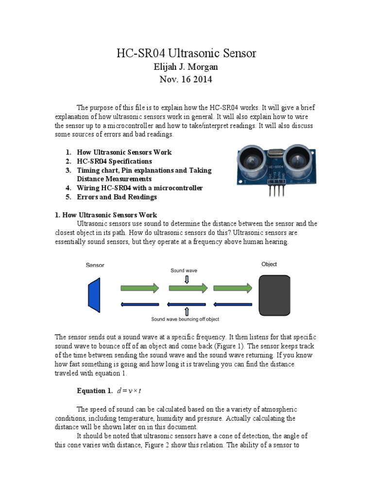 HC SR04 Ultrasonic Sensor: Elijah J. Morgan Nov. 16 2014 | PDF ...