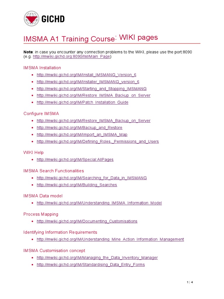 Wiki Pages IMSMA A1 | PDF