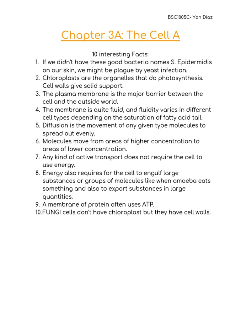 Chapter 3A - The Cell A | PDF
