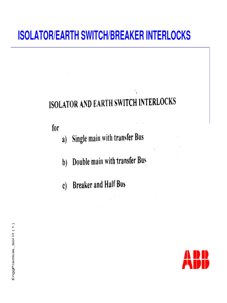 Isolator/Earth Switch/Breaker Interlocks | PDF