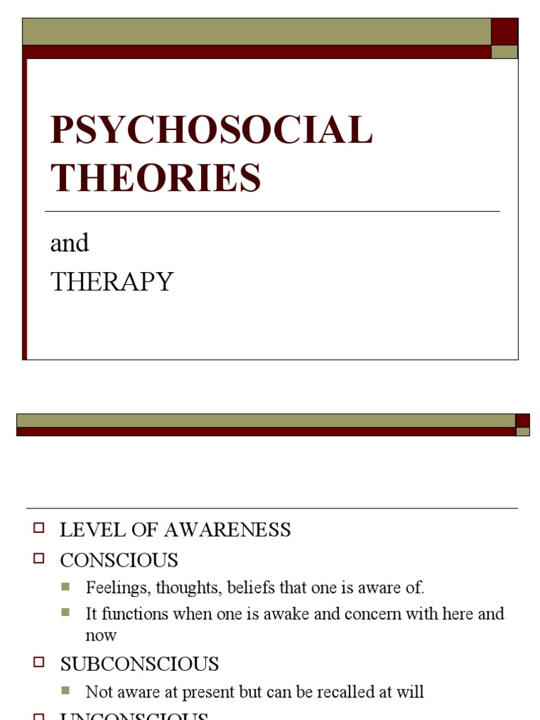 Psychosocial Theories: and Therapy | PDF | Id | Cognitive Development