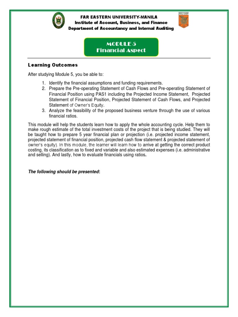 Module 5 - Financial Aspect | PDF | Expense | Balance Sheet