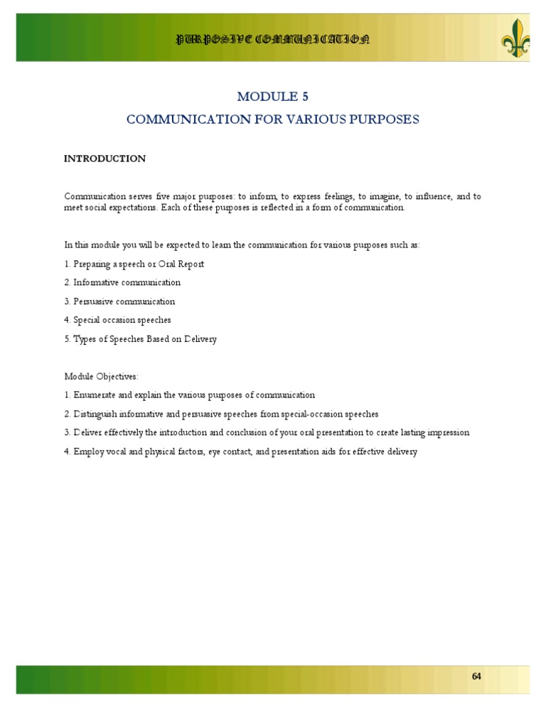 Module 5 - Purposive Communication | PDF | Persuasion | Concept