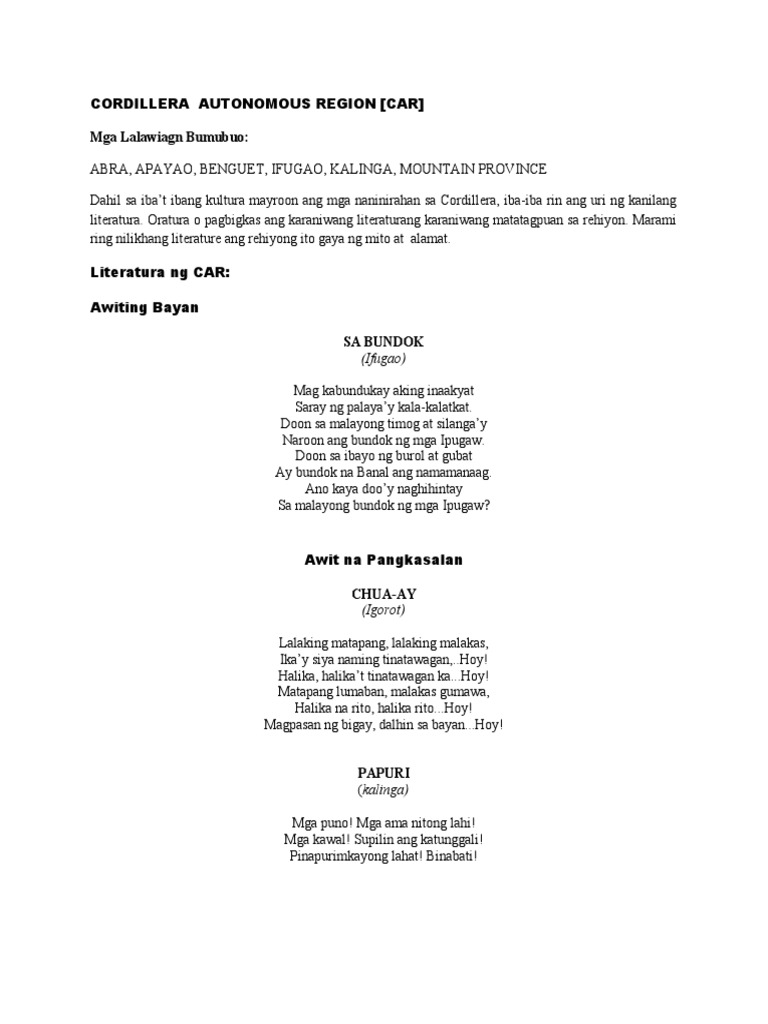 Cordillera Autonomous Region | PDF