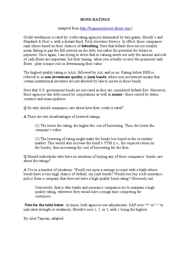Bond Ratings Explained | PDF | Credit Rating | Bond Credit Rating