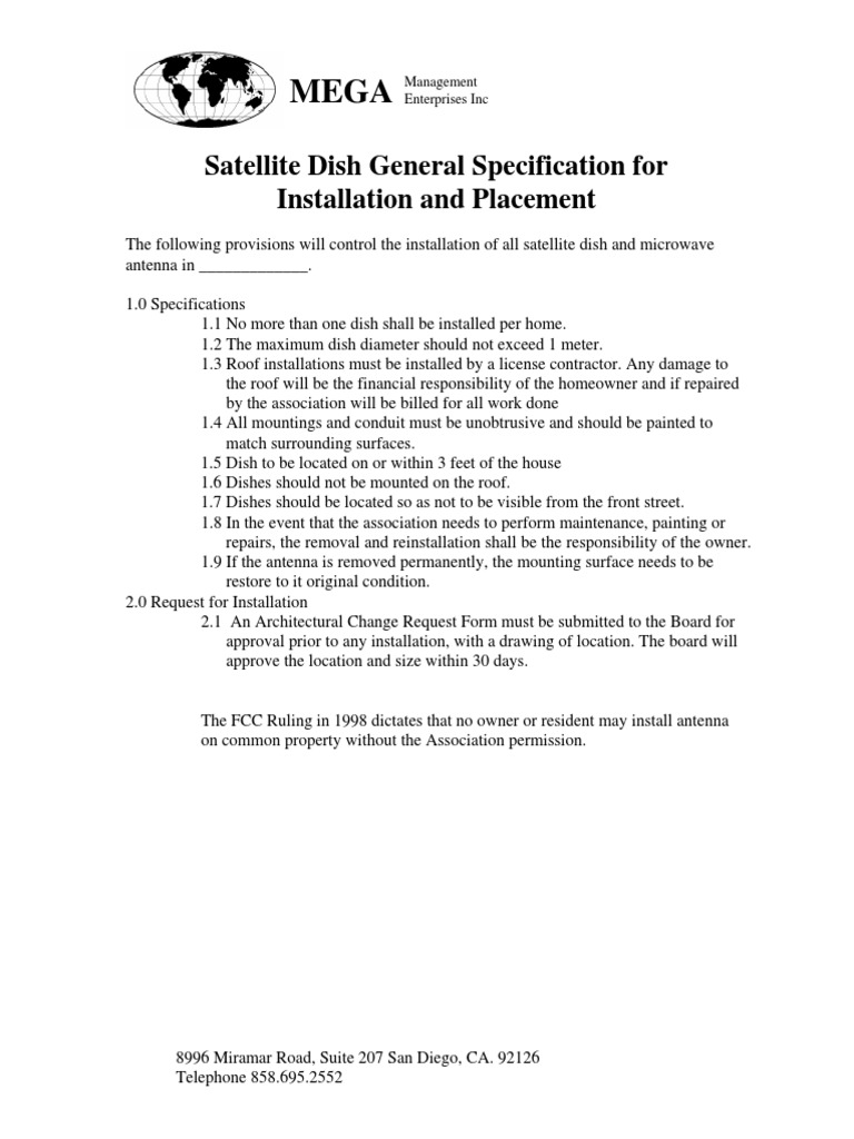 Satellite Dish Installation Guide | PDF