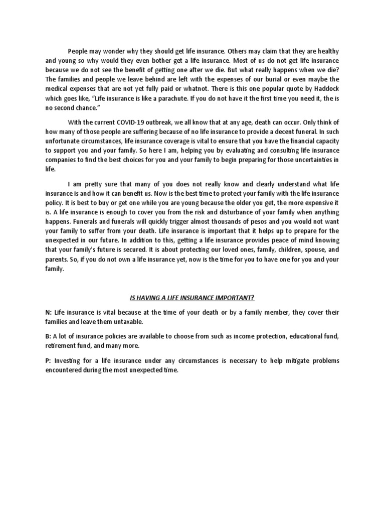 Persuasive Speech - Life Ins | PDF | Life Insurance | Financial Risk