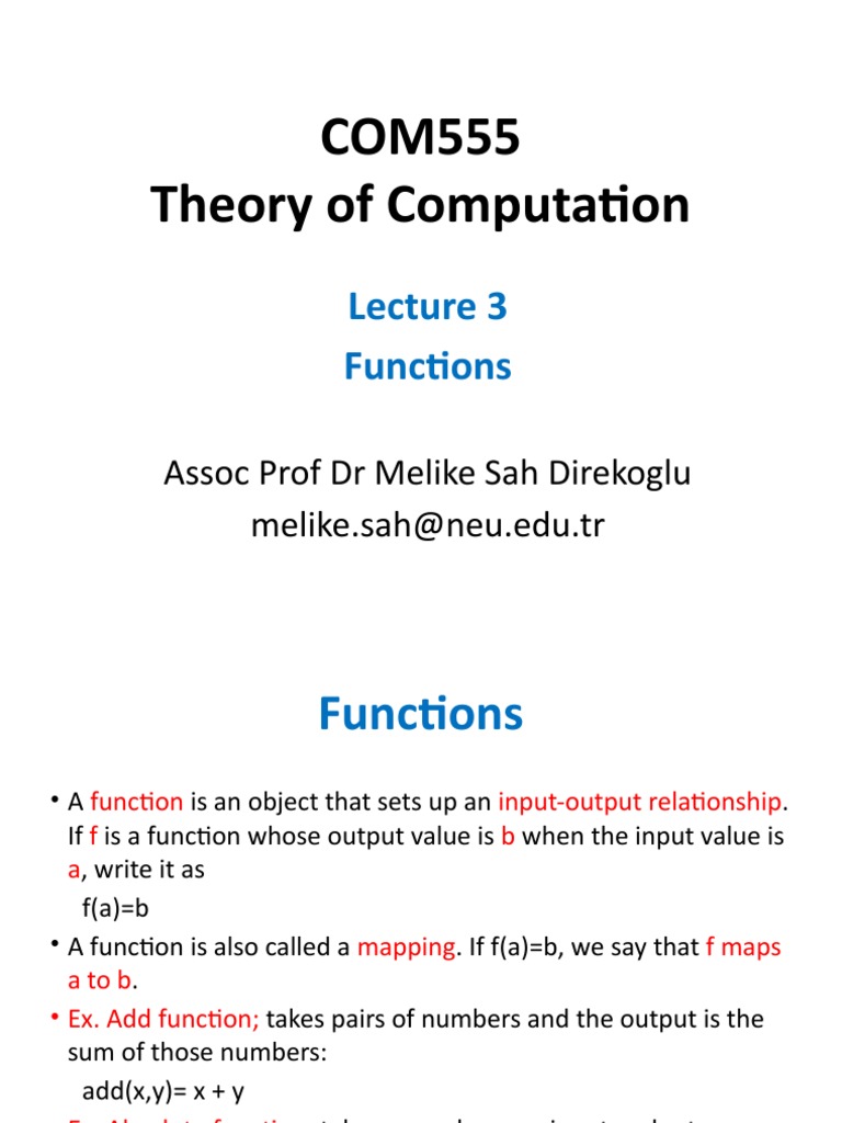 Functions in Theory of Computation | PDF | Function (Mathematics ...