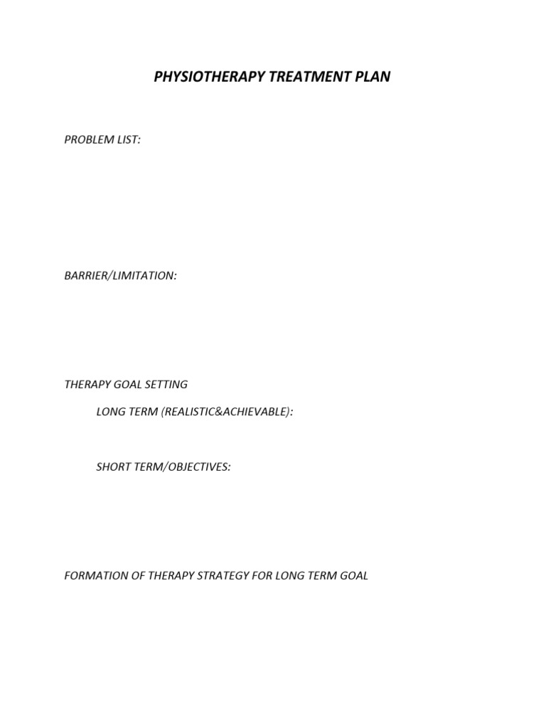 Physiotherapy Treatment Plan Overview | PDF