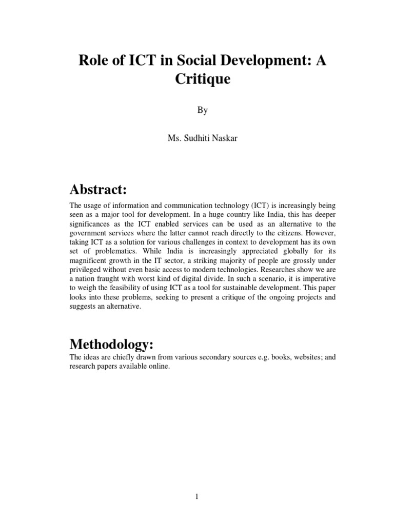 ICT's Role in India's Social Development | PDF | Literacy | Information ...
