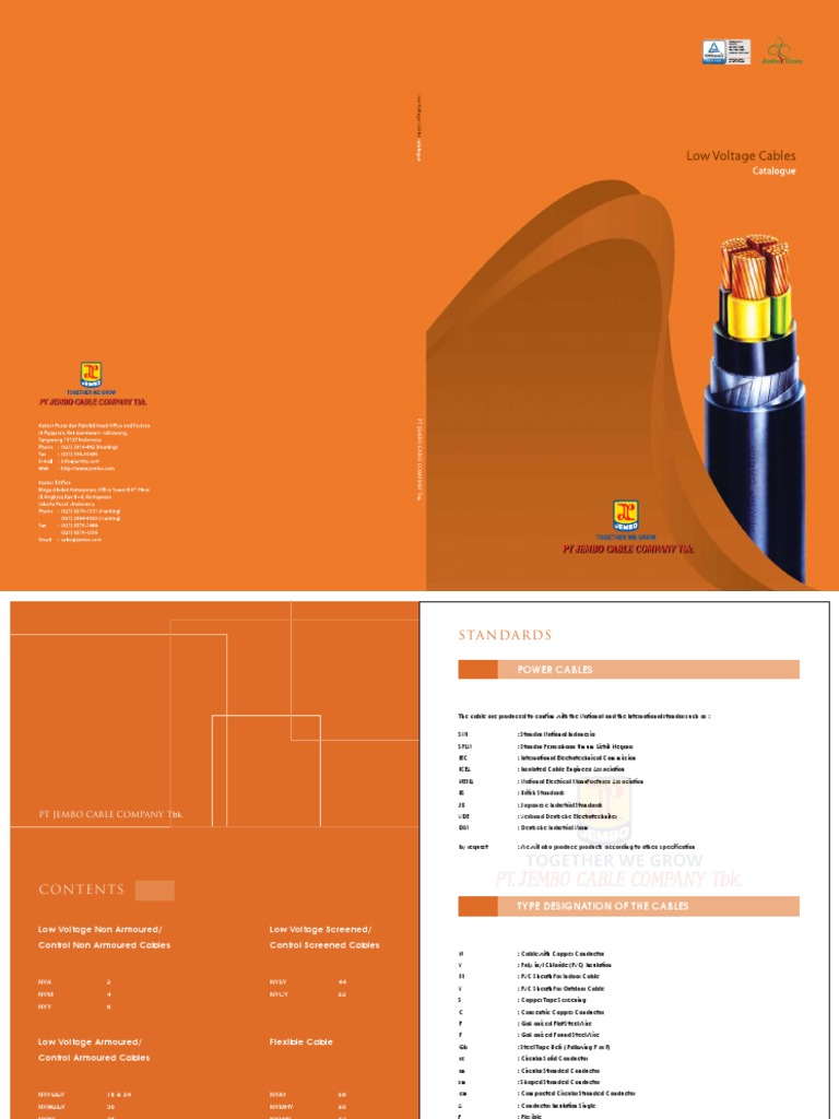 Jembo Low Voltage Cable Catalogue | PDF | Insulator (Electricity ...
