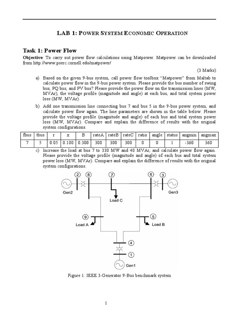 Lab 1 - Power System Economic Operation | PDF | Electrical Engineering ...
