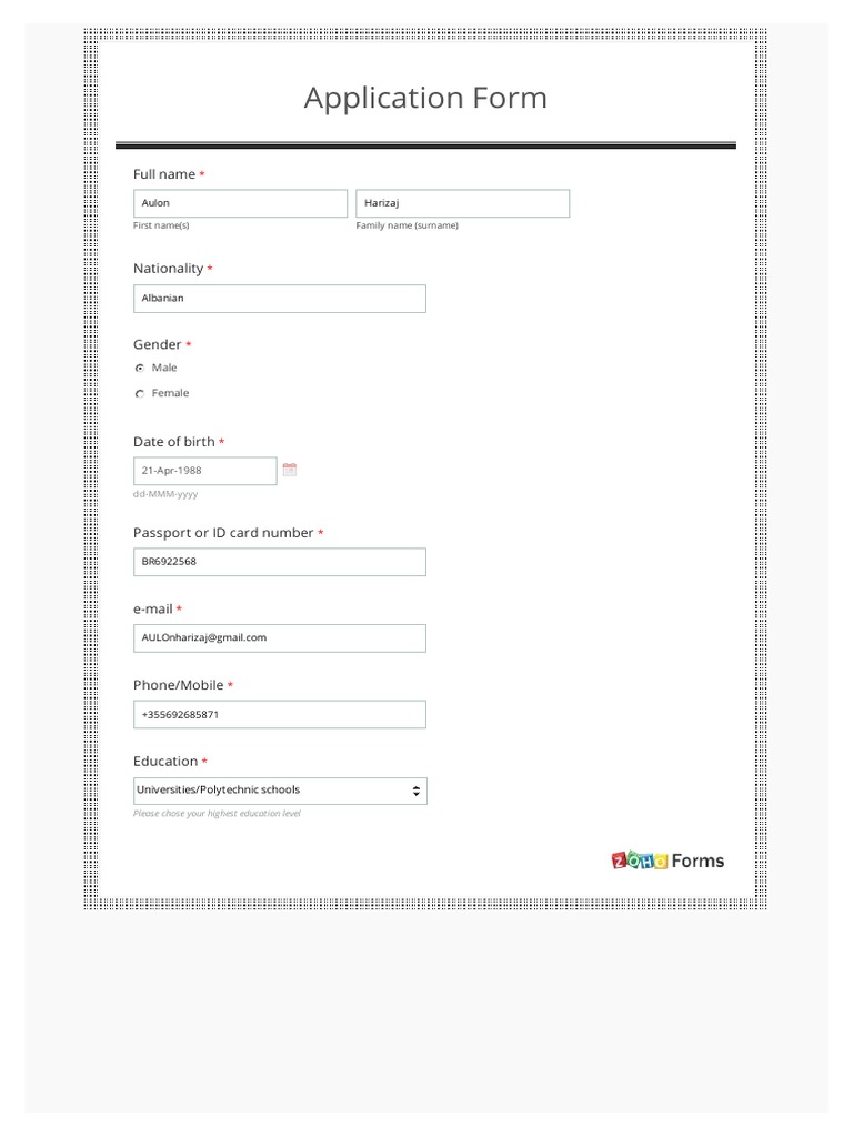 Course Application Form | PDF