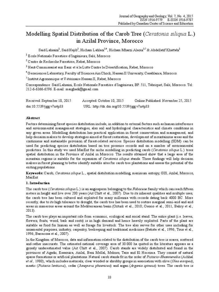 Modelling Spatial Distribution of The Carob Tree PDF | PDF | Receiver ...