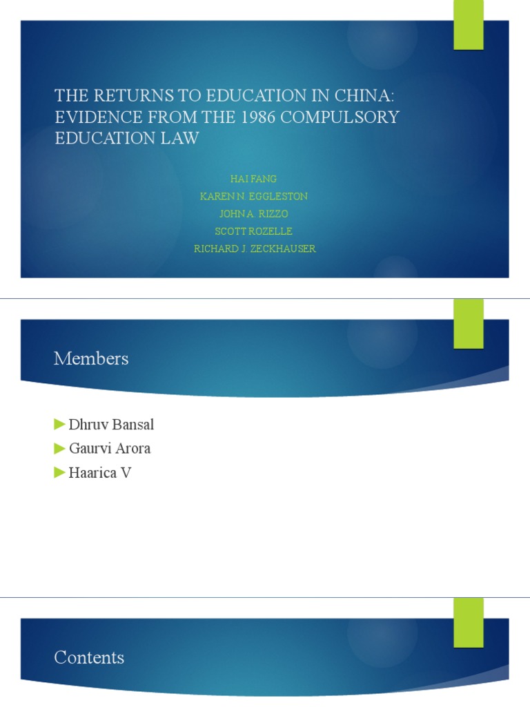 The Impact of China's 1986 Compulsory Education Law on Educational ...