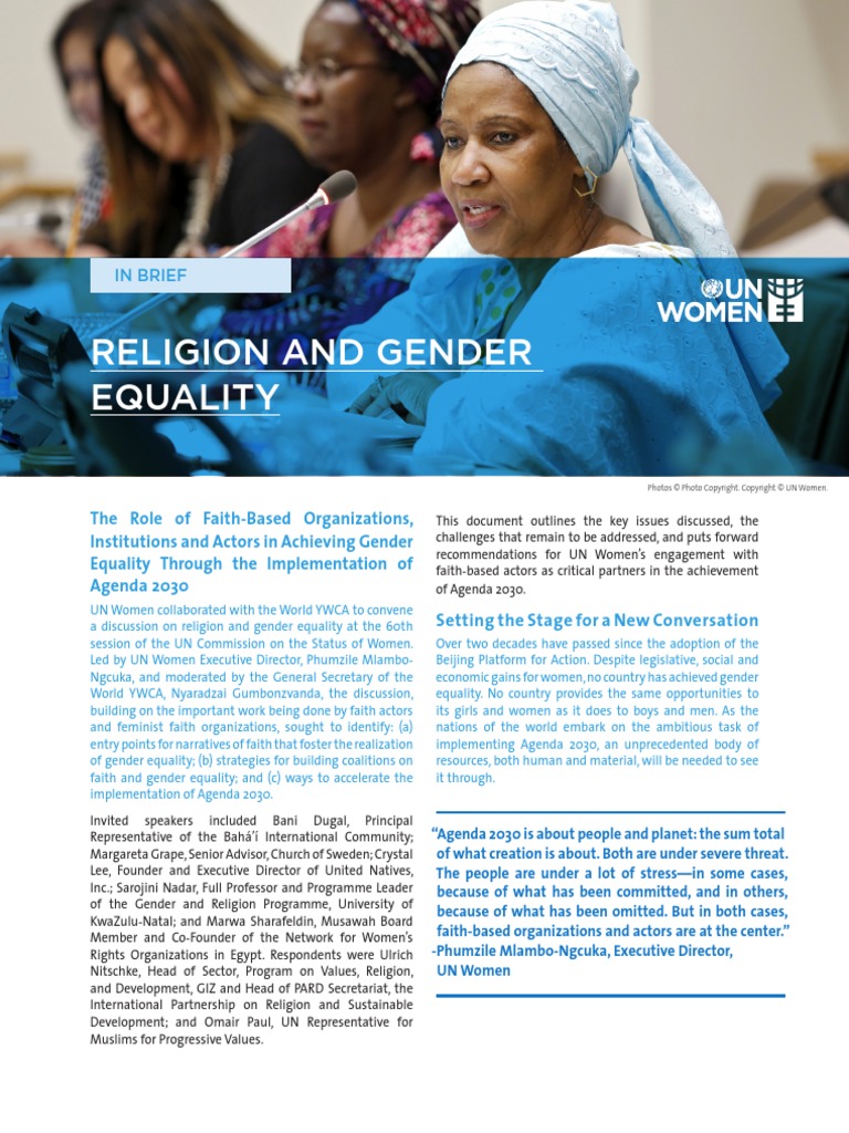 Religion and Gender Equality: in Brief | PDF | Feminism | Gender Studies