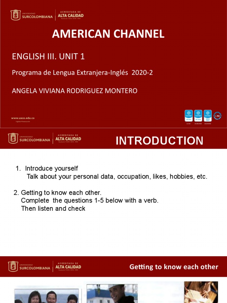 American Channel: English Iii. Unit 1 | PDF