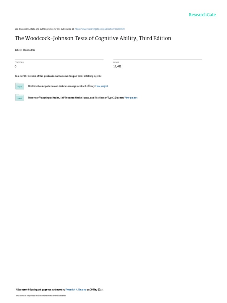 The Woodcock-Johnson Tests of Cognitive Ability, Third Edition | PDF ...