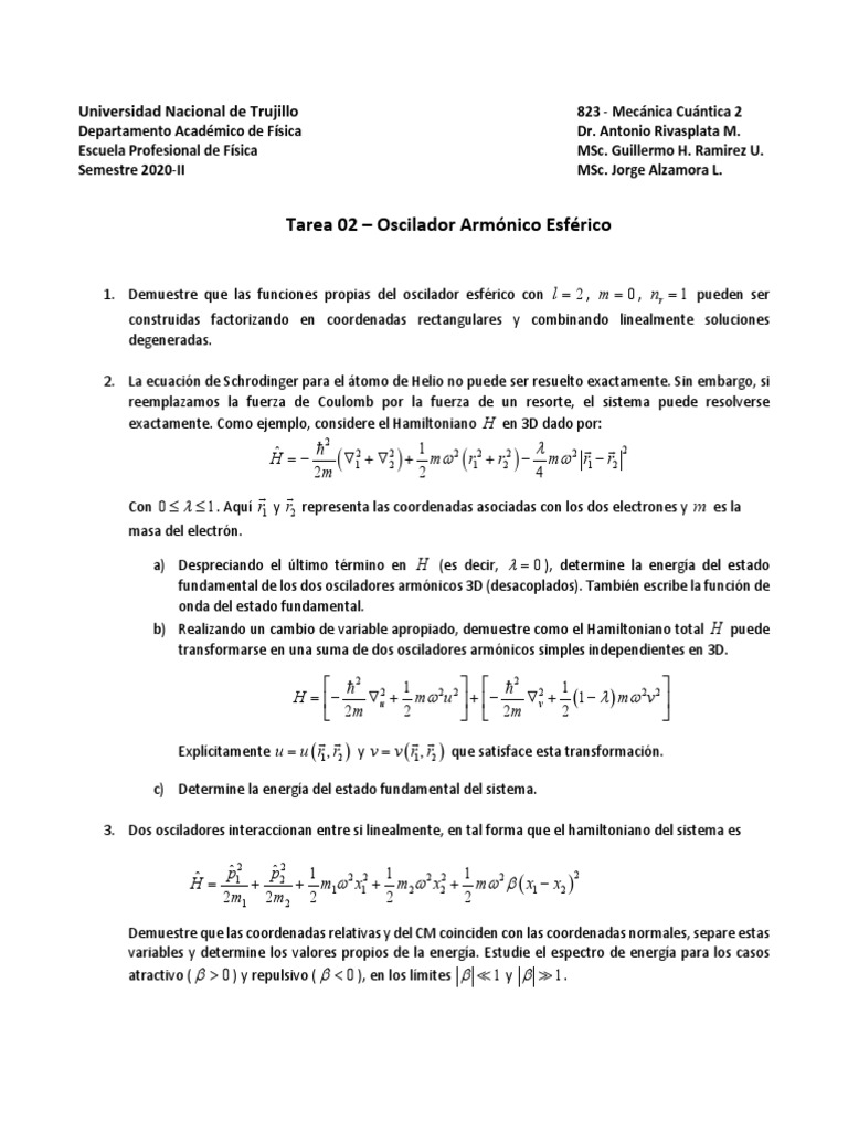 Practica 12 | PDF | Hamiltoniano (Mecánica Cuántica) | Ecuaciones