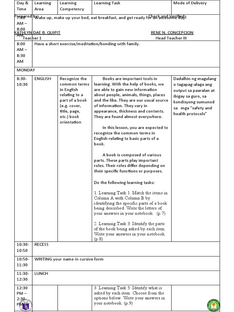 Eng Quarter 2 Week 1 | PDF | Behavior Modification | Learning