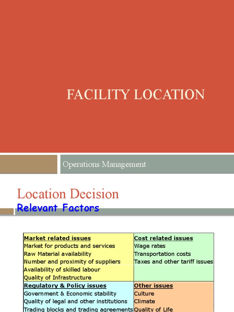 Facility Location: Operations Management | PDF | Coordinate System ...