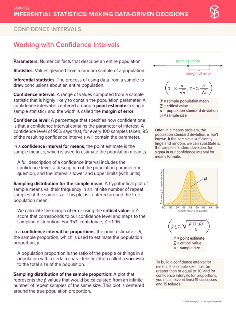 Working With Confidence Intervals: Inferential Statistics: Making Data-Driven Decisions | PDF ...